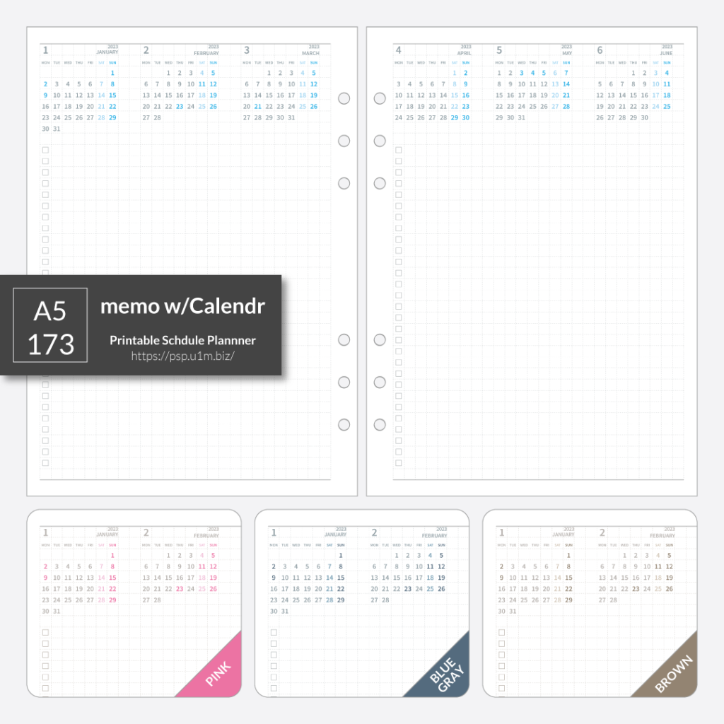 A5_173 CheckBox w/Calendar | Printable Schedule Planner