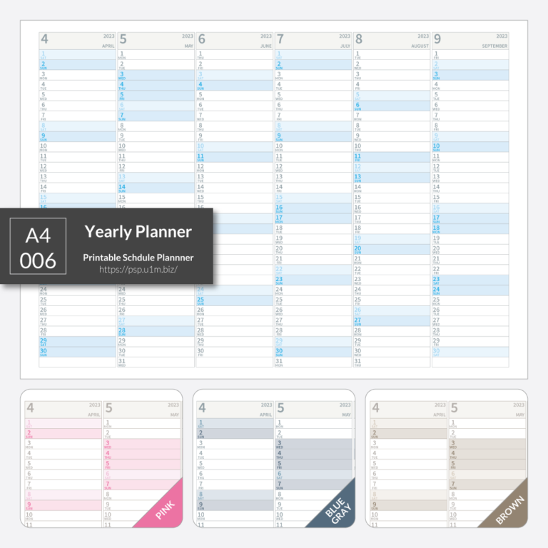 A4_006 Yearly Planner | Printable Schedule Planner