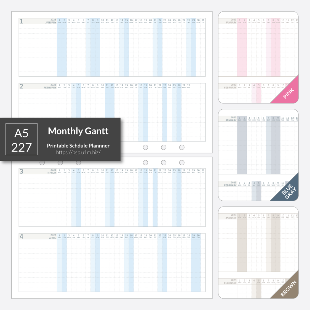 A5_233 Monthly Horizontal Planner | Printable Schedule Planner